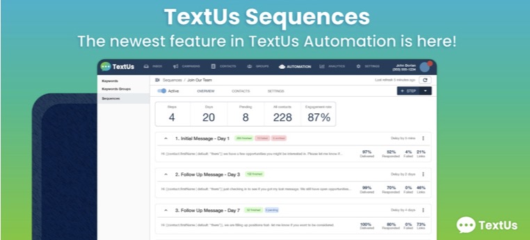 TextUs Launches Automated Sequences In Messaging Engagement Platform